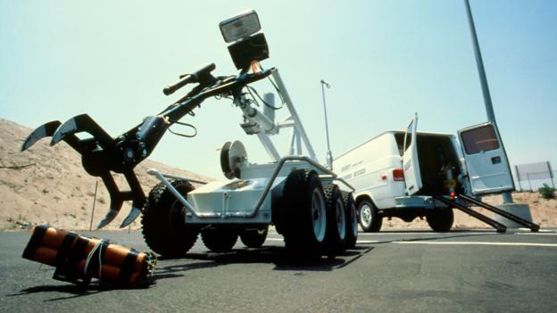 Wireless bomb disposal robots or explosive ordnance disposal (EOD) uses ...