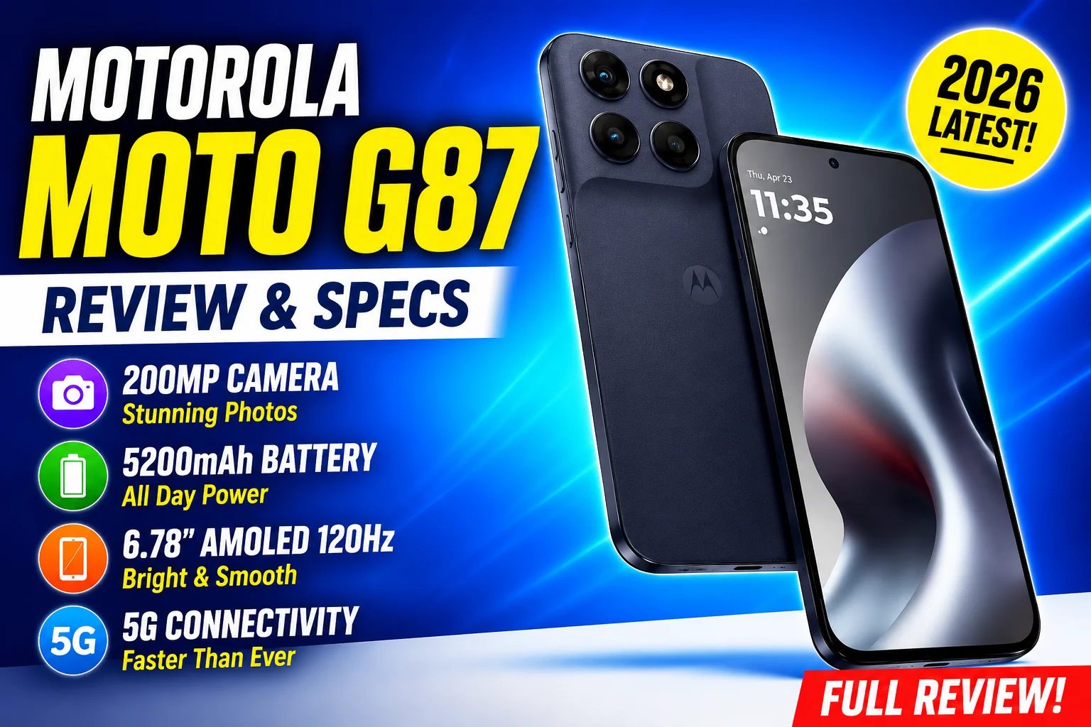 Motorola Moto G87 Review 2026: Premium Design, 200MP Camera, and ...
